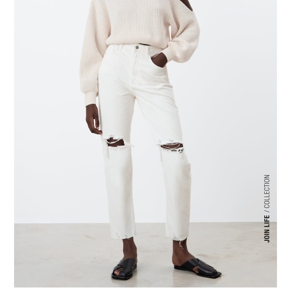 Zara | Jeans | Zara Ripped Mom Fit Jeans | Poshmark